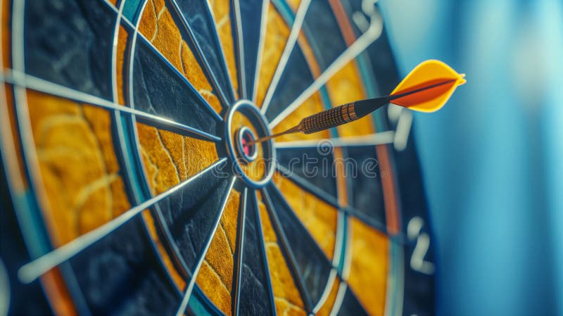 Precision Dart Throw Aimed at the Center of Brightly Colored Target ...