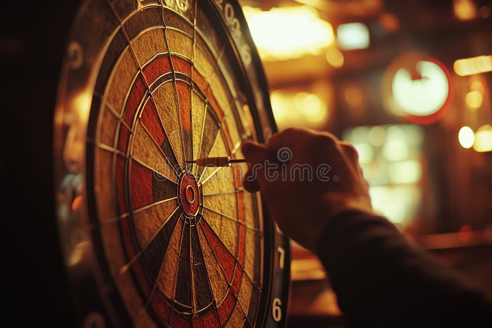 Precision Dart Throw in Modern Bar Setting with Copy Space Stock ...