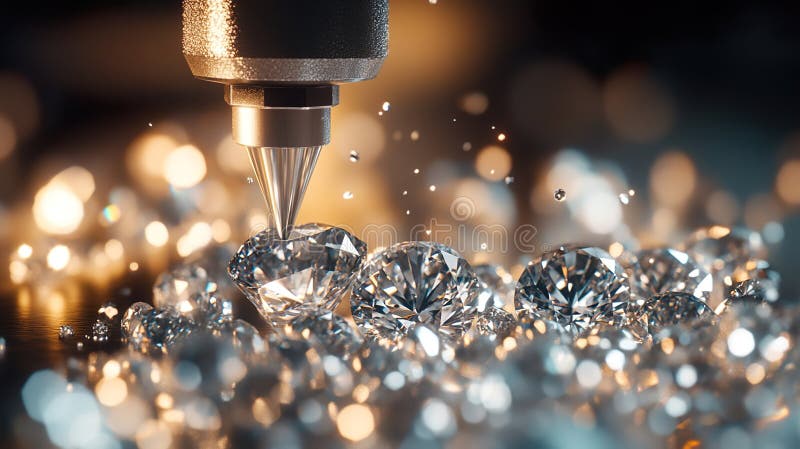 Precision Diamond Cutting Process Close-up Stock Illustration ...