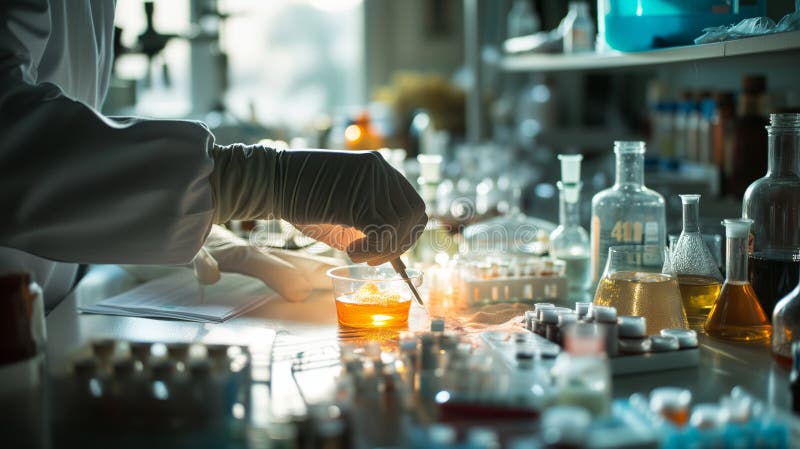 A Scientist Conducting Experiments in a Modern Laboratory Stock ...