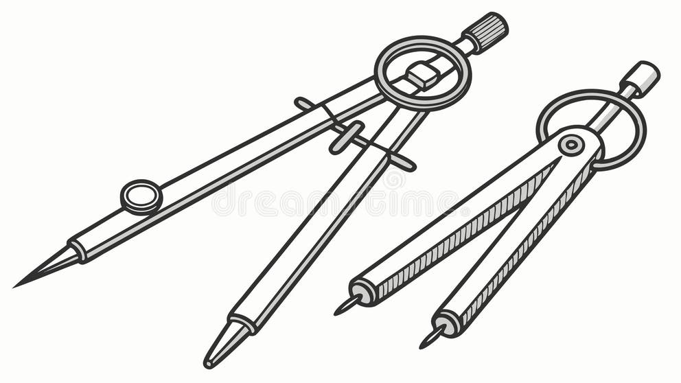 Precision Drawing Compass Tools Set, Vector Design Generative AI Stock Vector - Illustration of ...