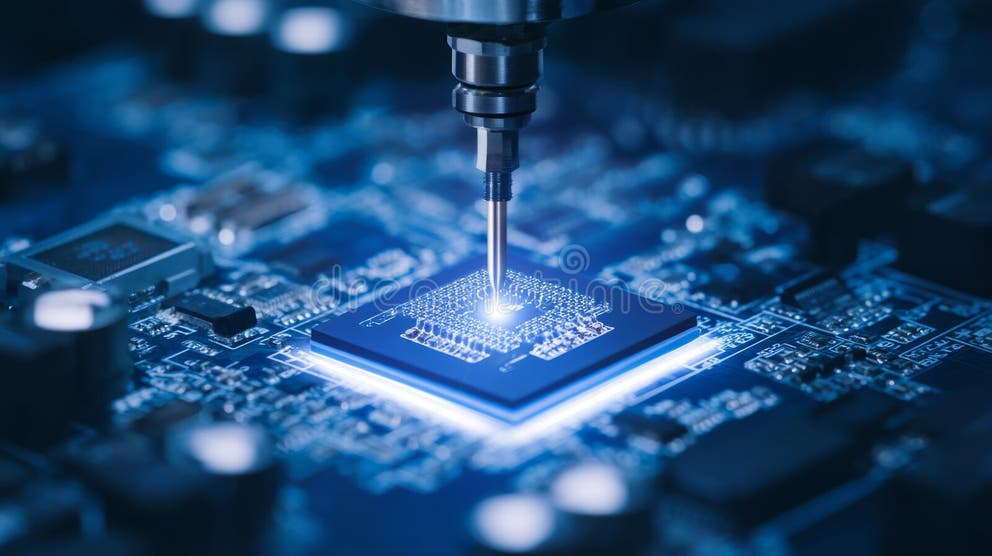 Precision Electronic Board Assembly by Micro-soldering Robot Arm Stock ...