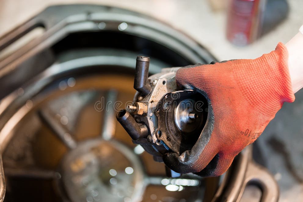 Precision Engine Component Maintenance in an Automotive Workshop Stock ...