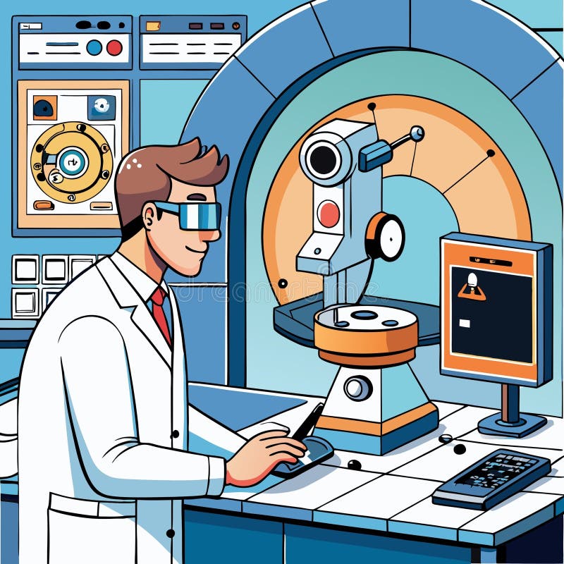 A Precision Engineer Operates an Advanced Optical Measurement System in ...