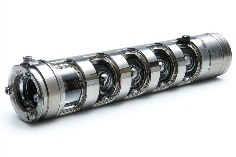 High-Tech Industrial Chrome Cylindrical Mechanism Stock Illustration ...