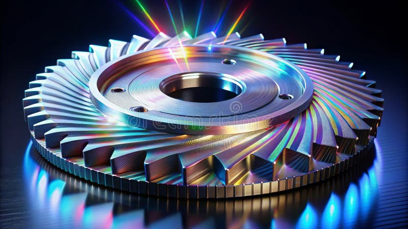 Precision Engineered Gear with Iridescent Finish and Light Rays ...