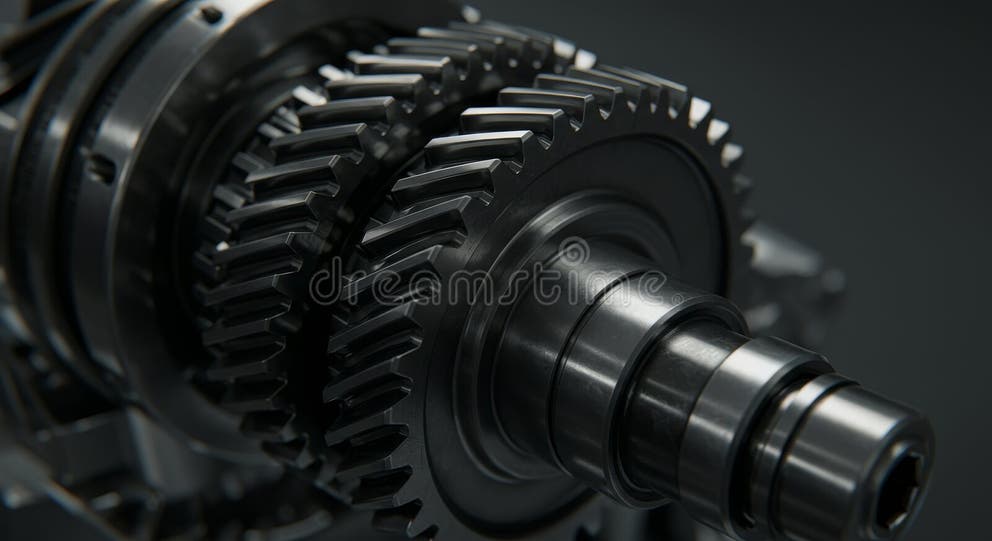 Precision Engineered Gear System Closeup of Intricate Metallic Gears ...