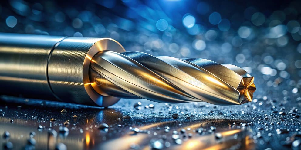 Precision Engineered Metal Drill Bit a Detailed Macro View of a Sharp Reflective Industrial Tool ...