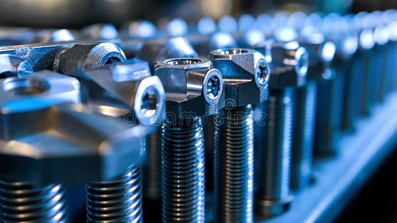 Close Up of Shiny Metal Fasteners Forming a Repeating Pattern Stock ...