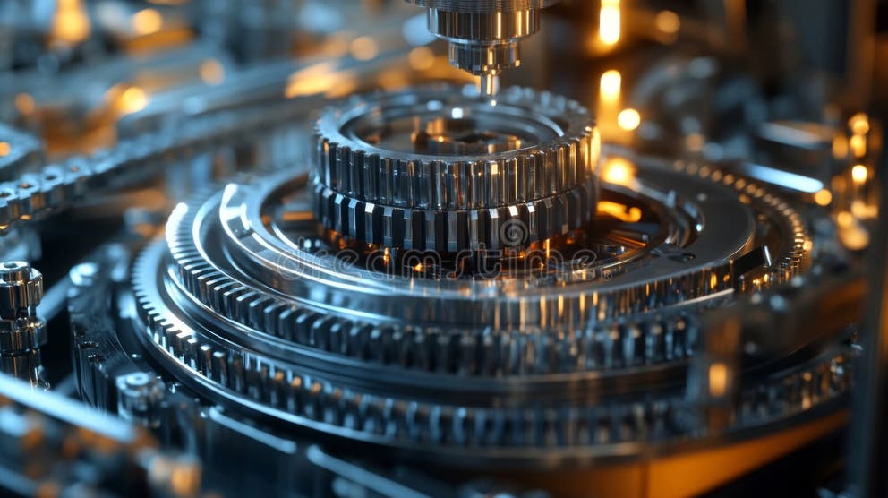 Precision Engineered Metal Gear System Rotating Stock Illustration ...