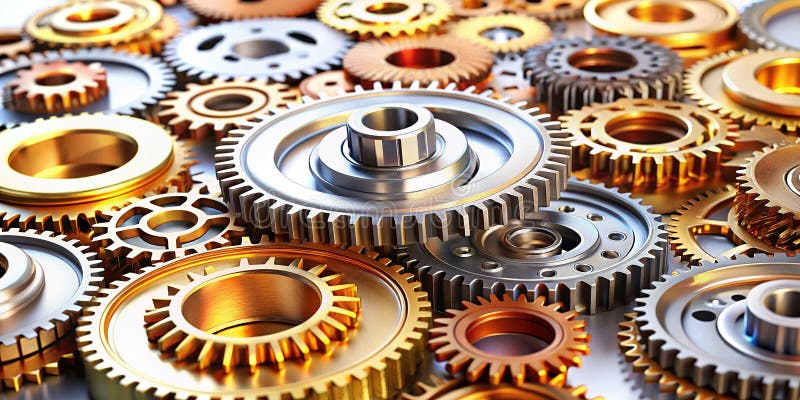 Precision Engineered Metal Gears a CloseUp Study of Interlocking Cogs ...