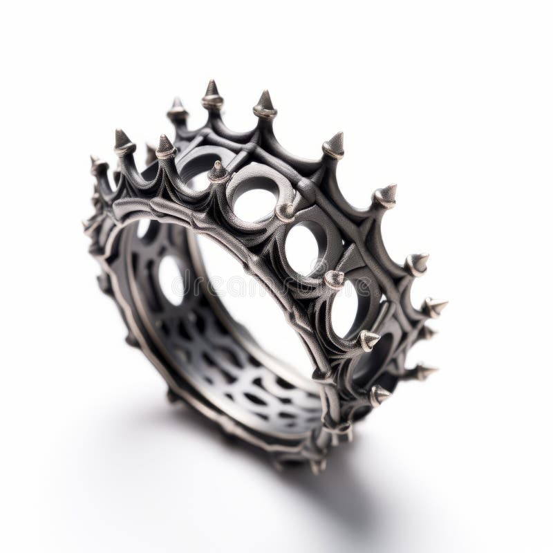 Precision-engineered Silver Crown Ring with Spiked Design Stock ...