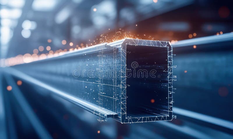 Precision Engineered Steel Beam with Digital Enhancements Stock ...