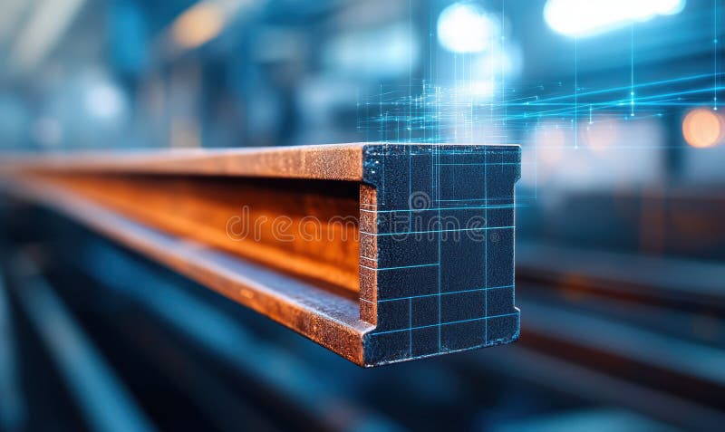 Precision Engineered Steel Beam with Digital Enhancements Stock ...