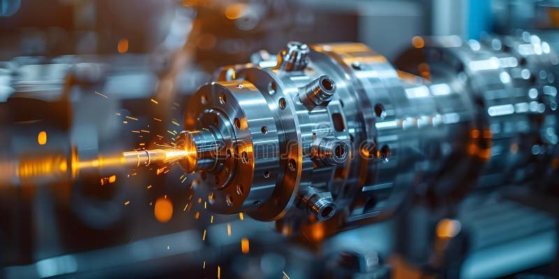Precision Engineering in Action As Expert Operates Lathe Machine with ...