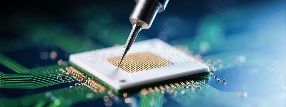 Precision Engineering: the Art of Soldering a Microchip Stock ...