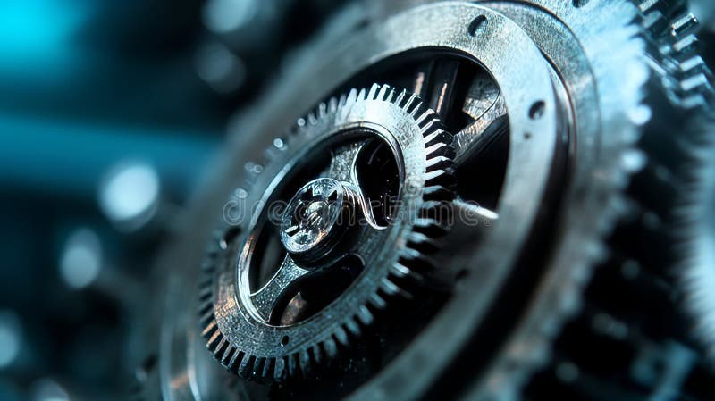 Precision Engineering Close-Up of Interlocking Gears and Machinery ...