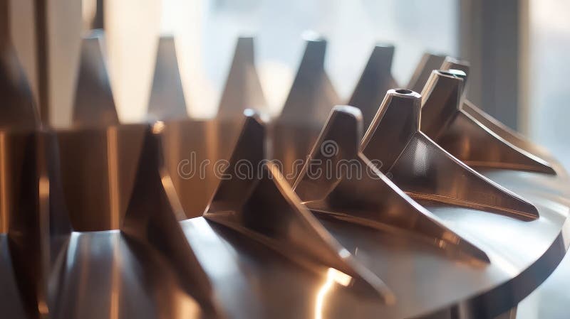 Precision Engineering Close-up of a Metal Turbine Rotor with Sharp ...