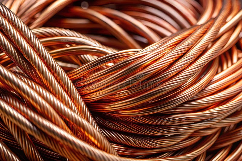 Precision Engineering Closeup View of Shiny Copper Wire Coils in a Wire ...