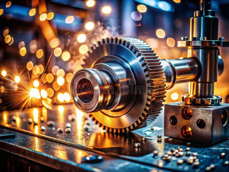 Precision Engineering Detailed CloseUp of a Complex Industrial Machine ...