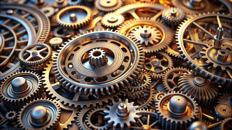 Precision Engineering a Detailed Look at Interlocking Metal Gears and Mechanisms Stock ...