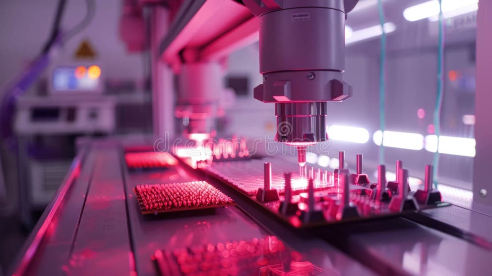 Graphic Chip Assembly in an Automated Factory Showcasing the Delicate ...