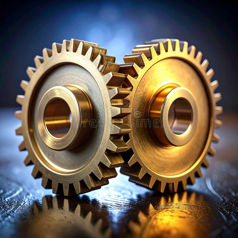 Precision Engineering with Interlocking Brass Gears Stock Illustration - Illustration of ...