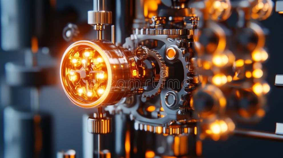 Illuminated Gear System Precision Engineering Intricate Gears Glowing ...
