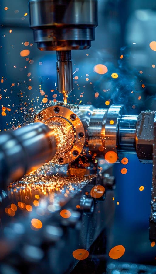 Precision Engineering: Metal Lathe in Action. Generative Ai Stock ...