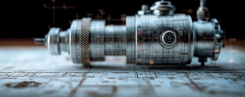 Precision Engineering Parts on Mechanical Blueprint Stock Photo - Image ...