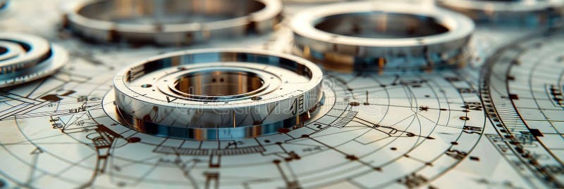 Precision Engineering Steel Bearings on Technical Drawings, Industry ...