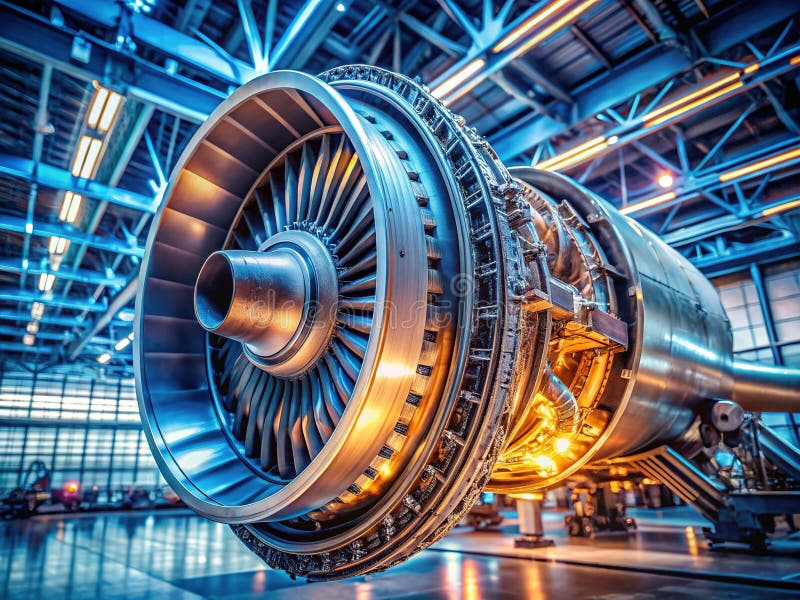 Precision Engineering Unveiled CloseUp Jet Engine Assembly in a Modern ...