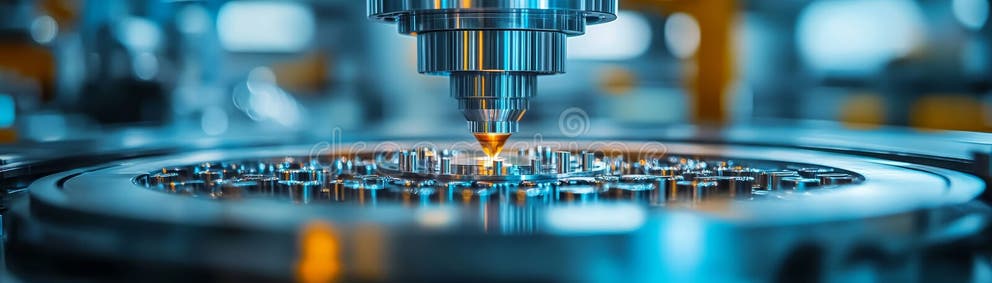 Precision Engineering at Work, a Closeup View of Cnc Milling Machine in Action Stock ...