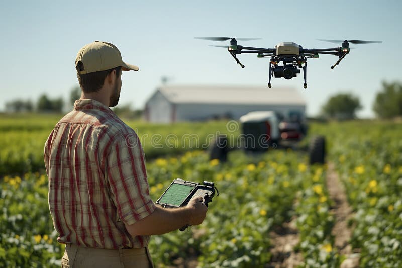 Precision Farming Farmer Pilots Drone for Smart Field Surveillance ...