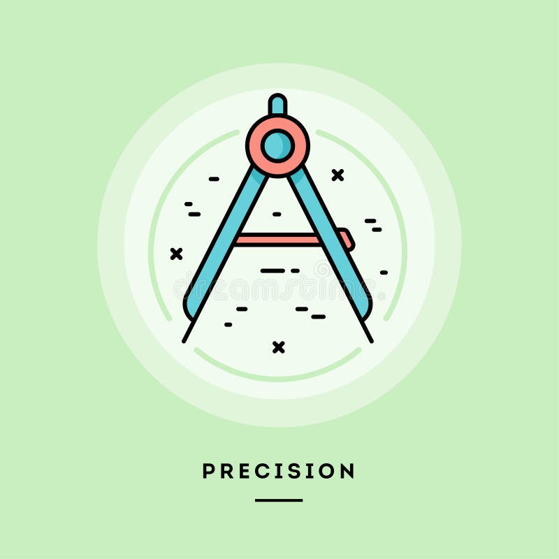 Precision, Flat Design Thin Line Banner. Vector Illustration. Stock ...