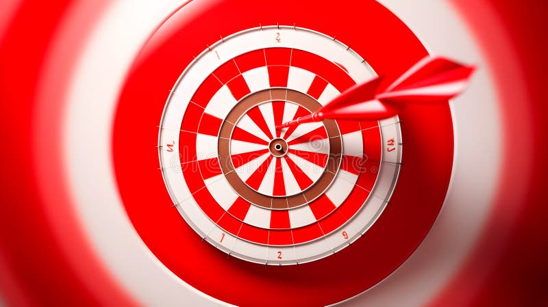 Precision in Focus: Striking the Bullseye on a Red and White Dartboard ...