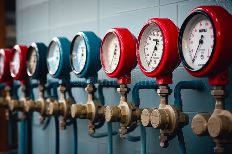 Precision Gauges Monitoring Gas Flow. Stock Illustration - Illustration ...