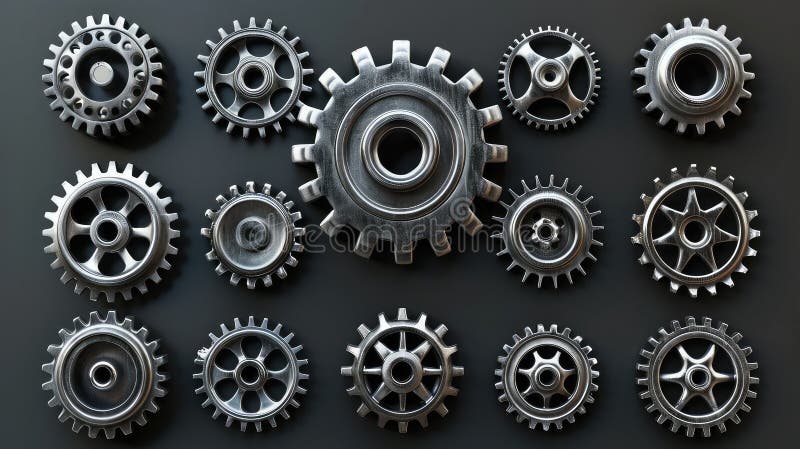 Precision Gear Cogs: Industrial Engineering Icons Stock Image - Image ...