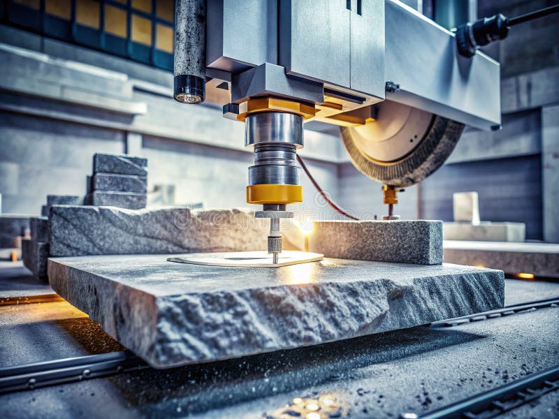 Precision Granite Slab Cutting Industrial Machine Carving a Stone Slab ...