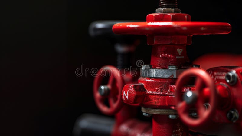Precision in Industrial Engineering: Red Valve Close-Up Stock Image ...