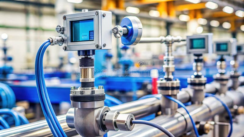 Precision Industrial Sensor System in Action Closeup View of Embedded ...