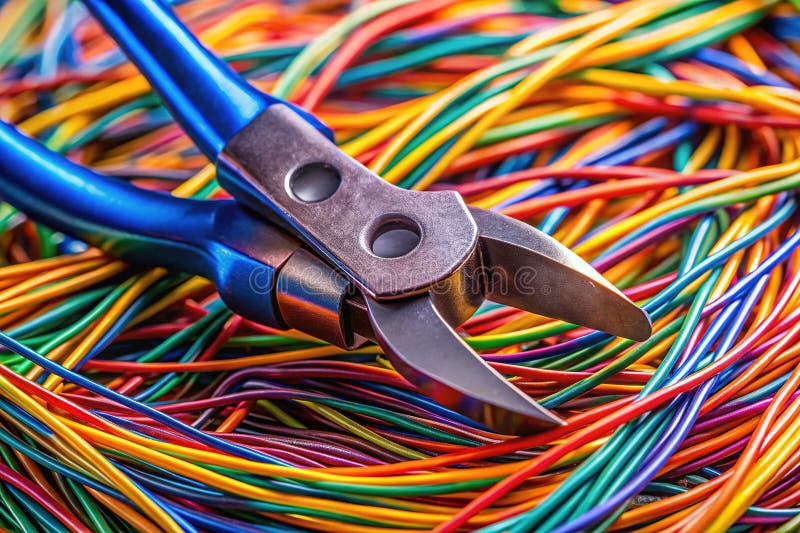 Precision Industrial Wire Cutter Macro Closeup of Severed Electrical ...
