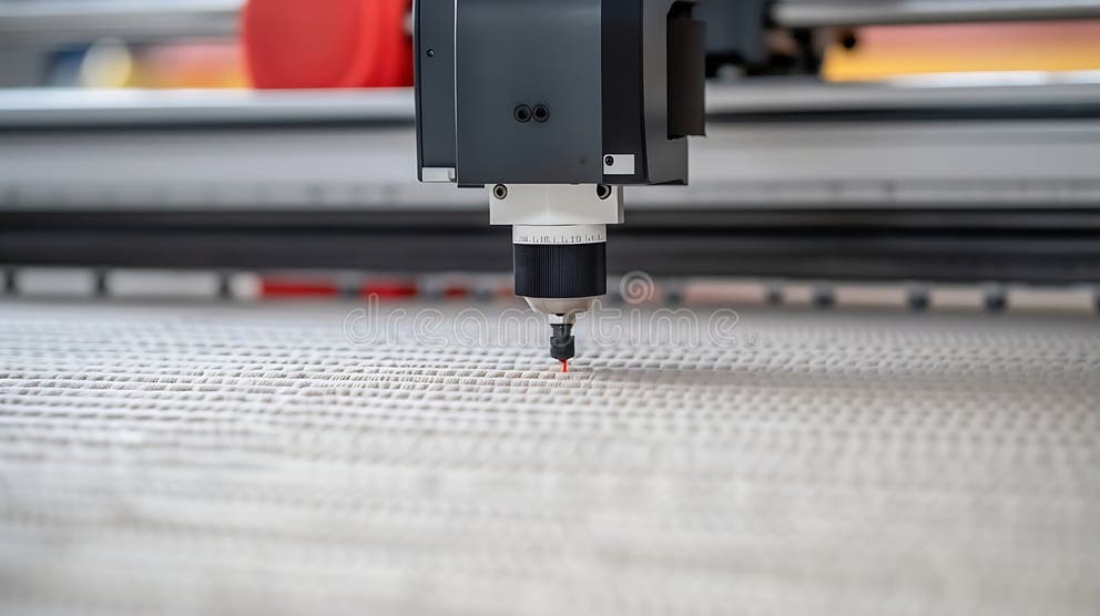 Precision Laser Cutting Machine in Action on Fabric Surface Stock ...