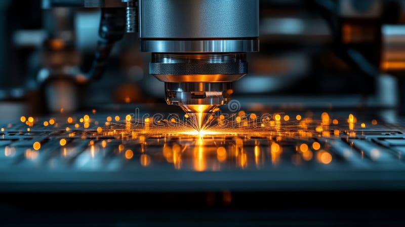 Precision Laser Cutting Machine Close-up, Industrial Technology. Advanced Manufacturing and ...