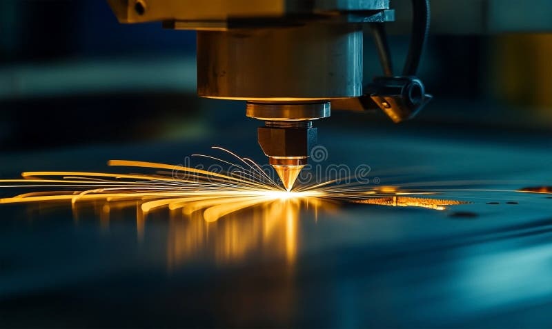 Precision Laser Cutting Machine with Electric Lines Creates Sparking ...