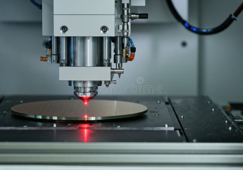 Precision Laser Cutting Machine Working on a Silicon Wafer Stock Image ...