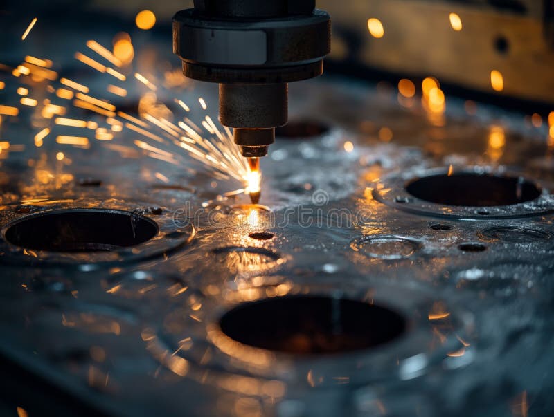 Precision Laser Cutting Metal Sheet Process Stock Photo - Image of ...