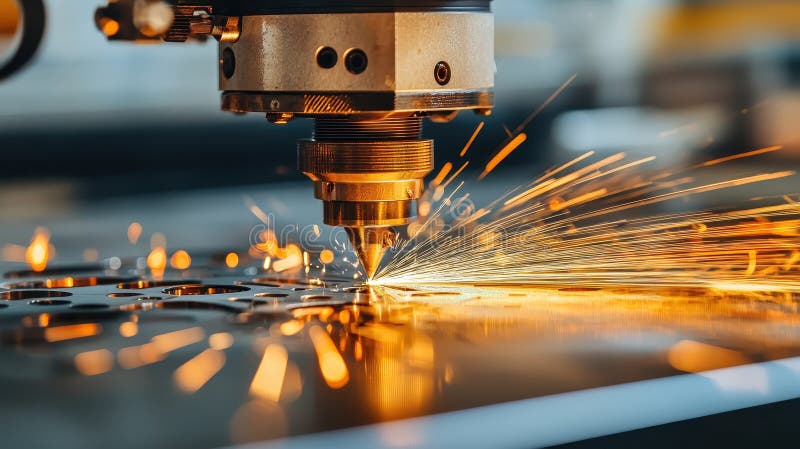 Precision Laser Cutting Operation in a Modern Fabrication Workshop with ...