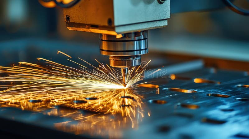 Precision Laser Cutting Process in Industrial Workshop Creating Bright ...