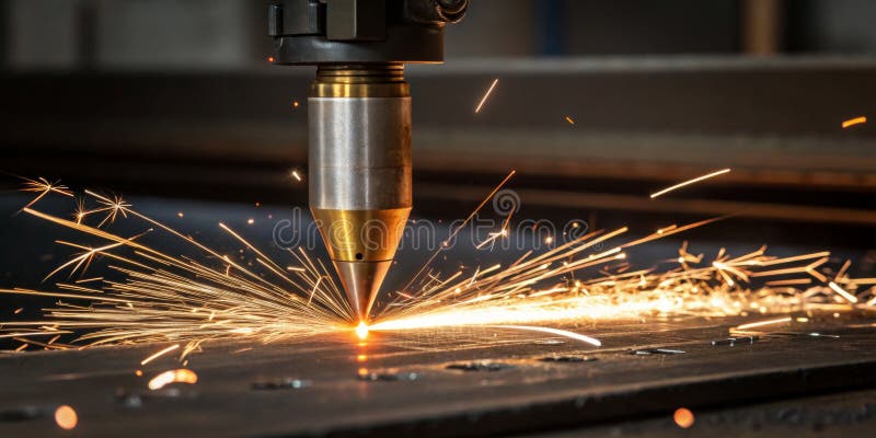 Precision Laser Cutting Process in an Industrial Workshop during ...